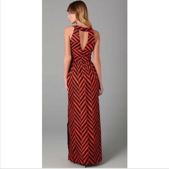 Milly | Dresses | Milly 495 Caroline Redblack Chevron Print Dress ...
